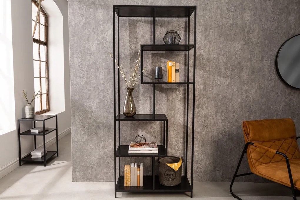 Invicta Kovová knihovna SLIM LINE 185x77 černá cm 42021