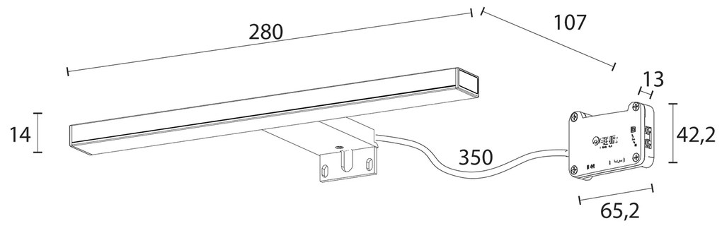 Sapho, ESTHER 2 LED svítilna, 6W, 280x14x107mm, černá, E27679CI