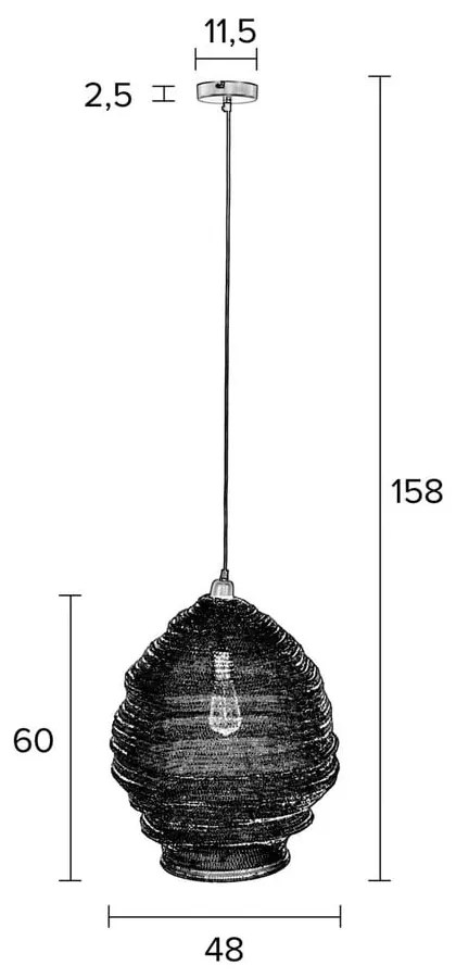 Černé závěsné svítidlo White Label Lena, ø 48 cm