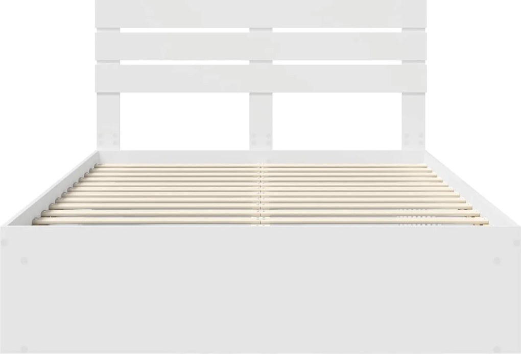 Rám postele s čelo Bílá 160 x 200 cm Masivní borové dřevo 3411391