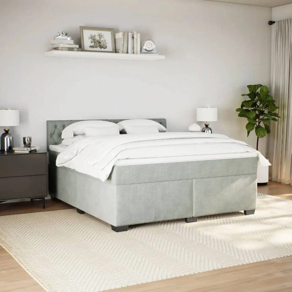 Box spring postel s matrací světle šedá 180x200 cm samet 3286384