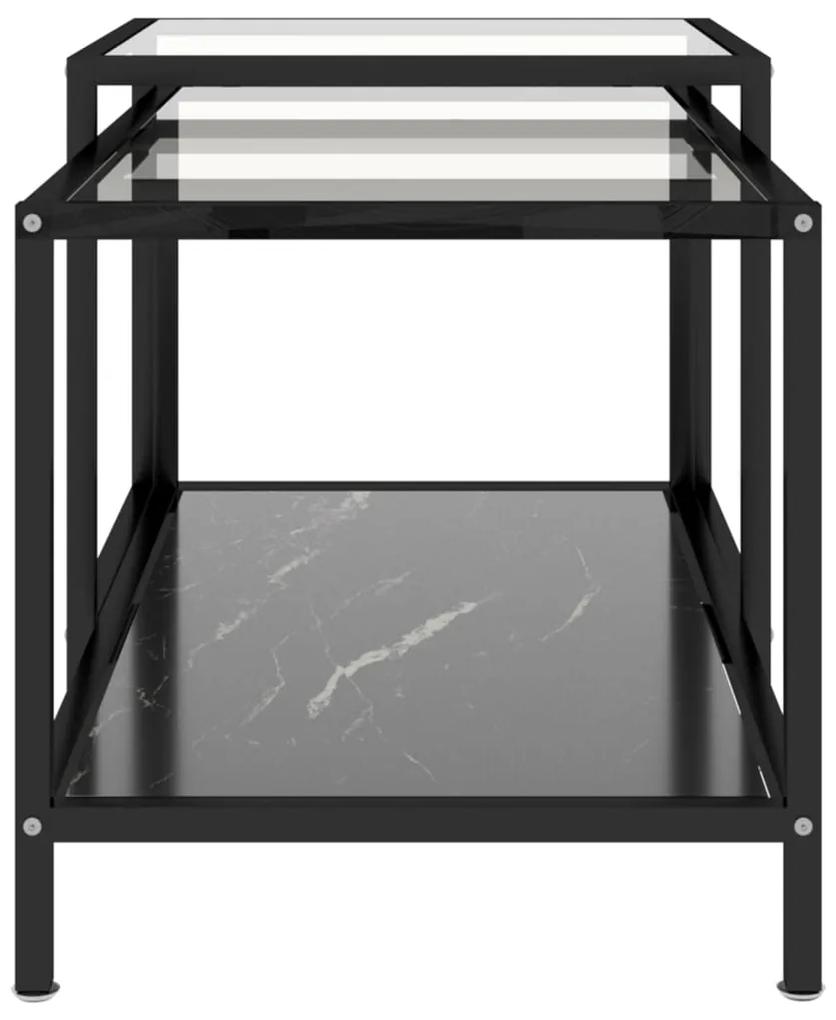 Čajové stolky 2 ks tvrzené sklo černé - Default Title