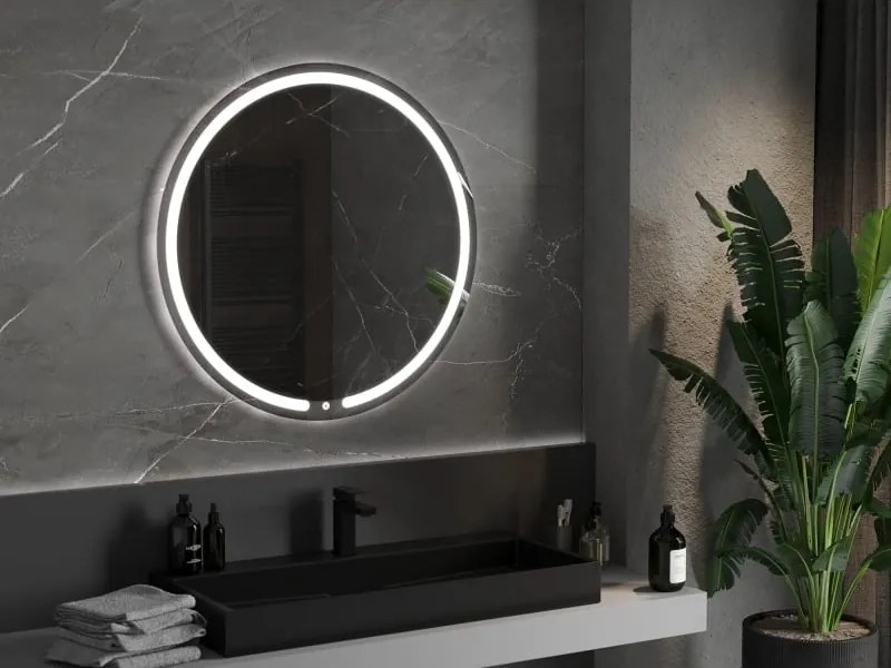 Mexen Rose kulaté osvětlené koupelnové zrcadlo, 90 cm, LED 6000K, proti mlze - 9810-090-090-611-00