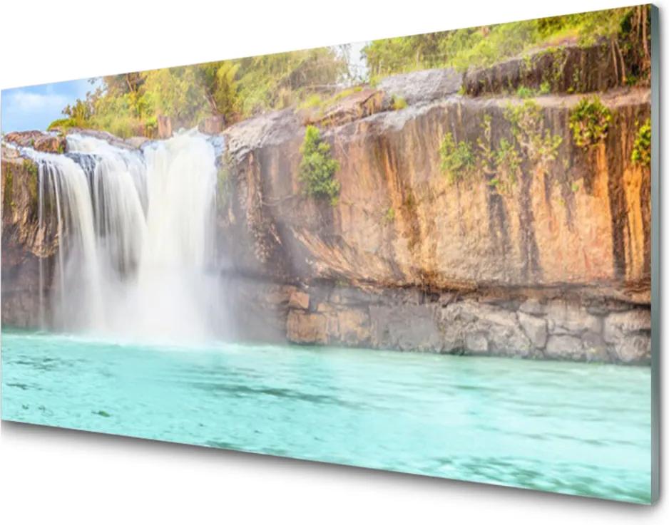 Plexisklo obraz Vodopád Jezero Krajina