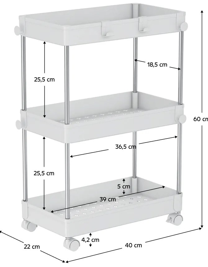 Kondela Pojízdný regál, bílá, ALIOL TYP 1