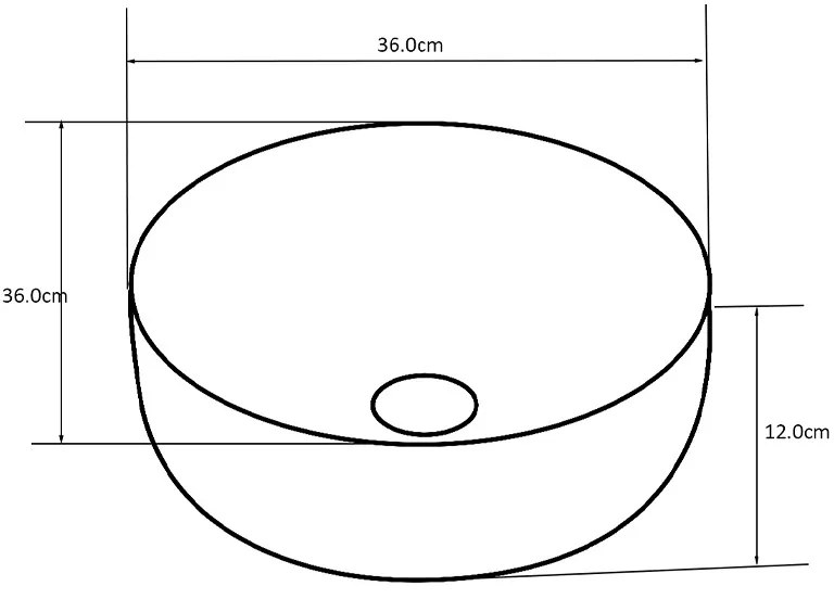 BPS-koupelny Keramické umyvadlo na desku HYD-LA-MTB-360 ø36 cm, černé mat