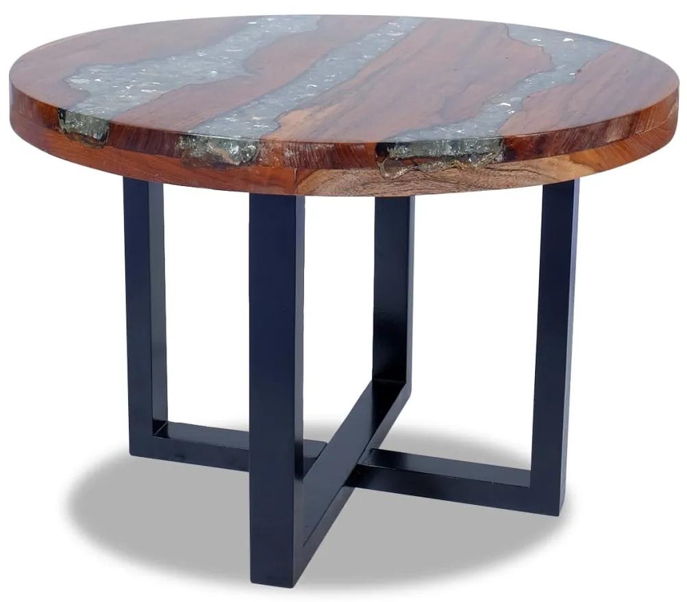 Konferenční stolek, teak a pryskyřice 60 cm - Default Title