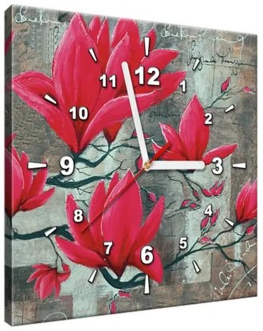 Tištěný obraz s hodinami Magnolie na stěně 30x30cm ZP3535A_1AI