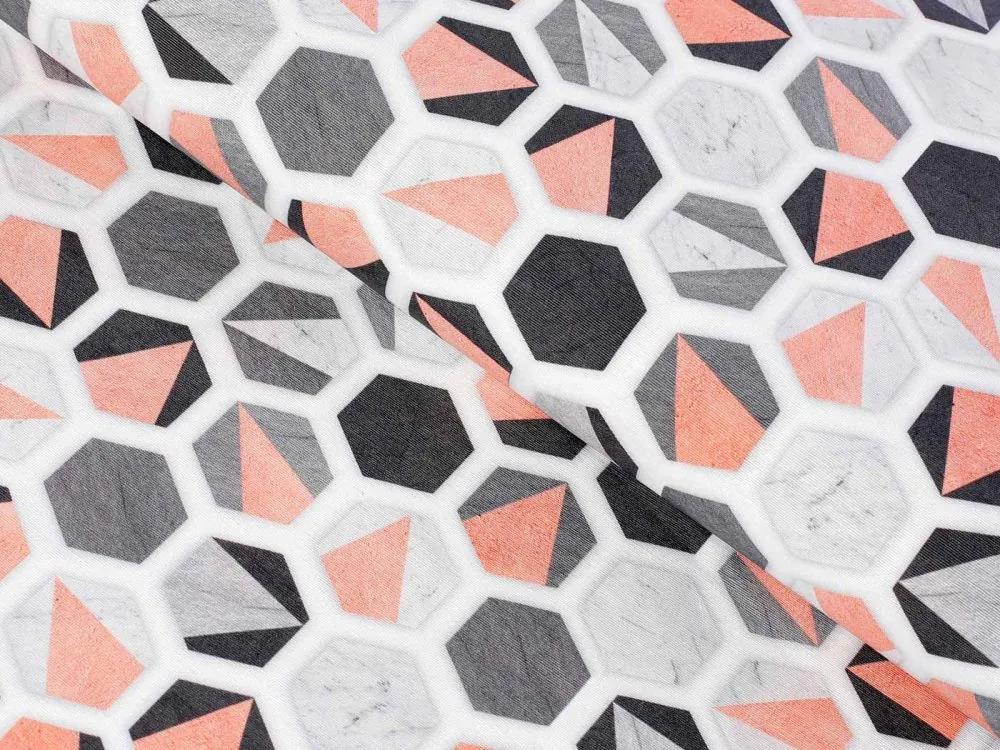 Biante Dekorační povlak na polštář Leona LN-031 Lososovo-šedé hexagony 40 x 60 cm