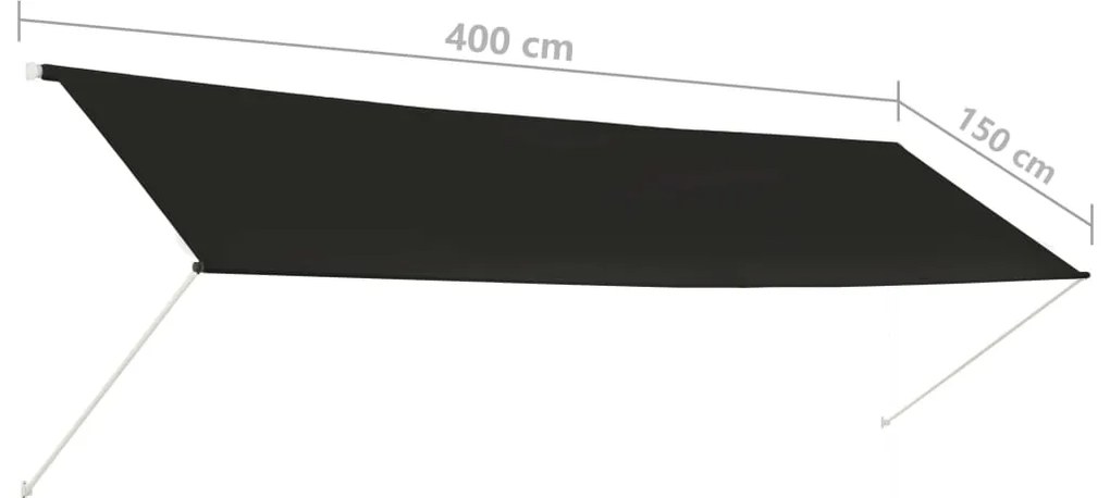 Zatahovací markýza antracitová 400 x 150 cm,  143763