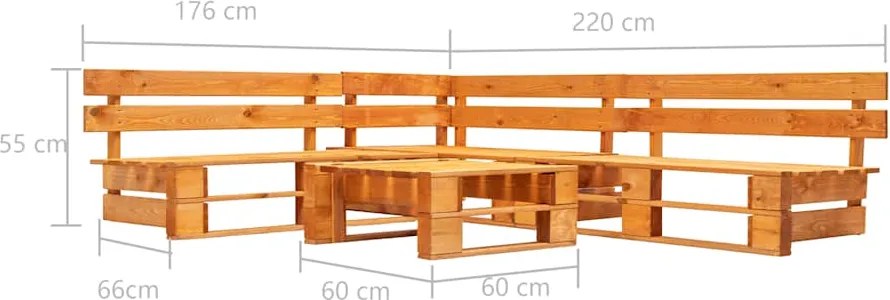 4dílná zahradní sedací souprava z palet dřevo medově hnědá 277453
