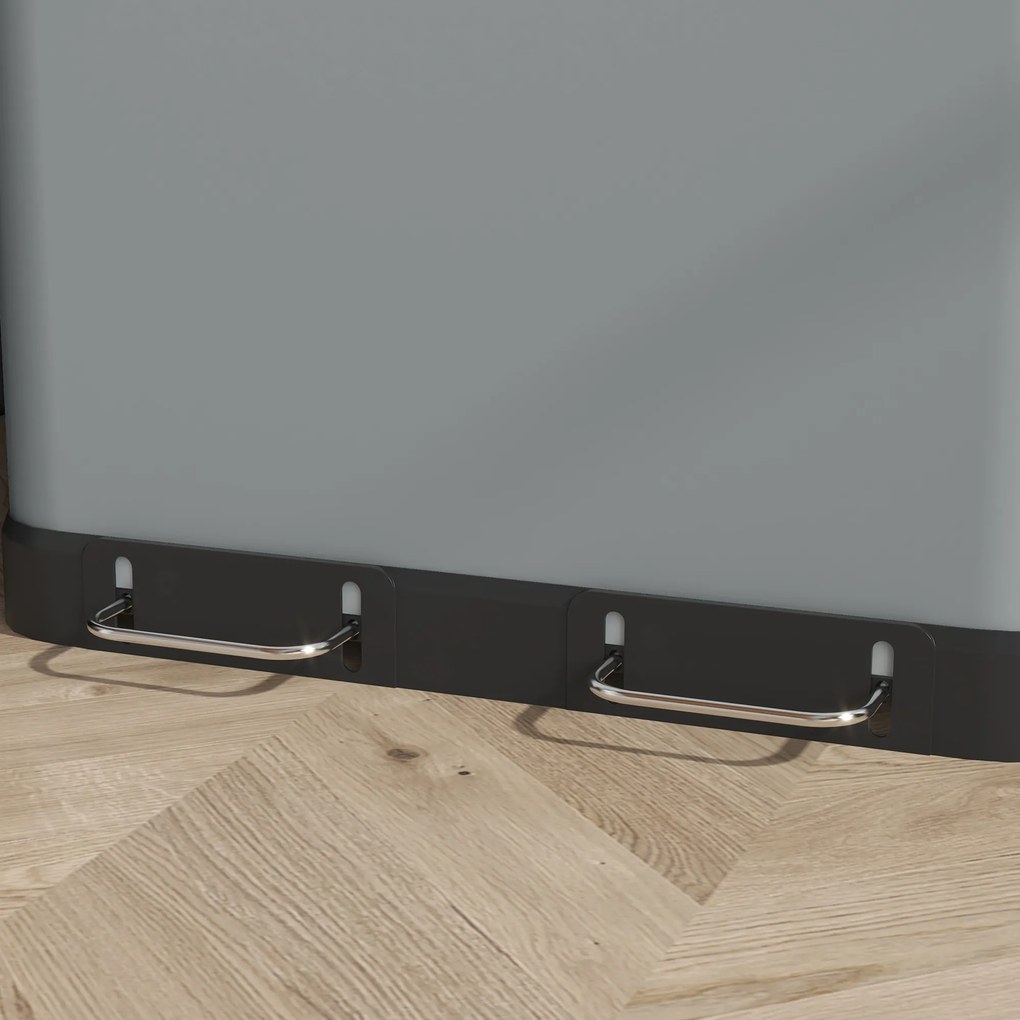 HOMCOM odpadkový koš 2x30L pedálový koš na kosmetiku s víkem a nožním pedálem, kovový odpadkový koš s vnitřním košem do obývacího pokoje a kanceláře,…