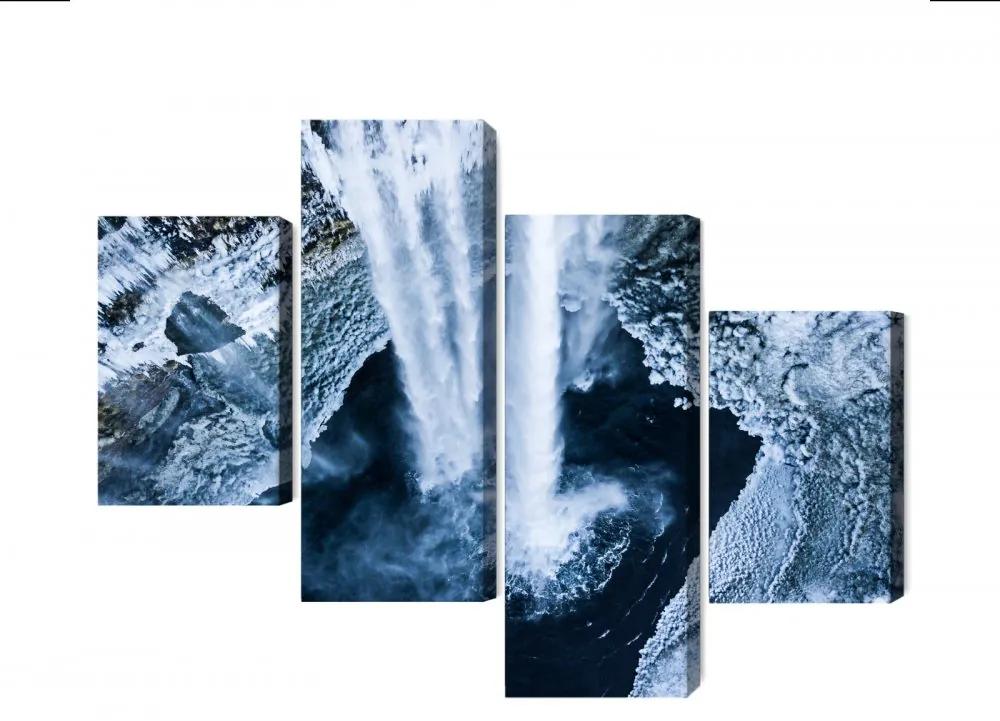 Vícedílný obraz Zimní Vodopád Nedostatek Nedostatek Přírodní plátno 160x100
