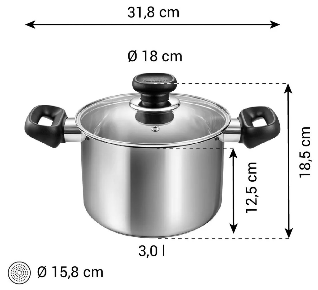 TESCOMA Hrnec BRAVA s poklicí ø 18 cm, 3,0 l