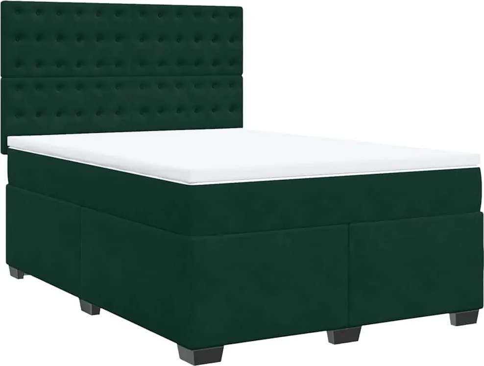 Box spring postel s matrací tmavě zelená 140x200 cm samet 3293245