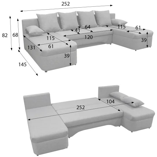 Univerz. rozklád. rohová sedací souprava s úlož. prostorem do U ALMEIDA antracit