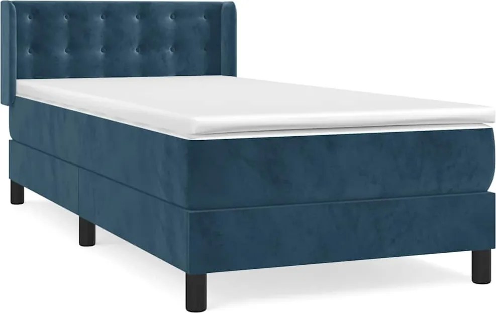 Box spring postel s matrací tmavě modrá 80 x 200 cm samet 3131169