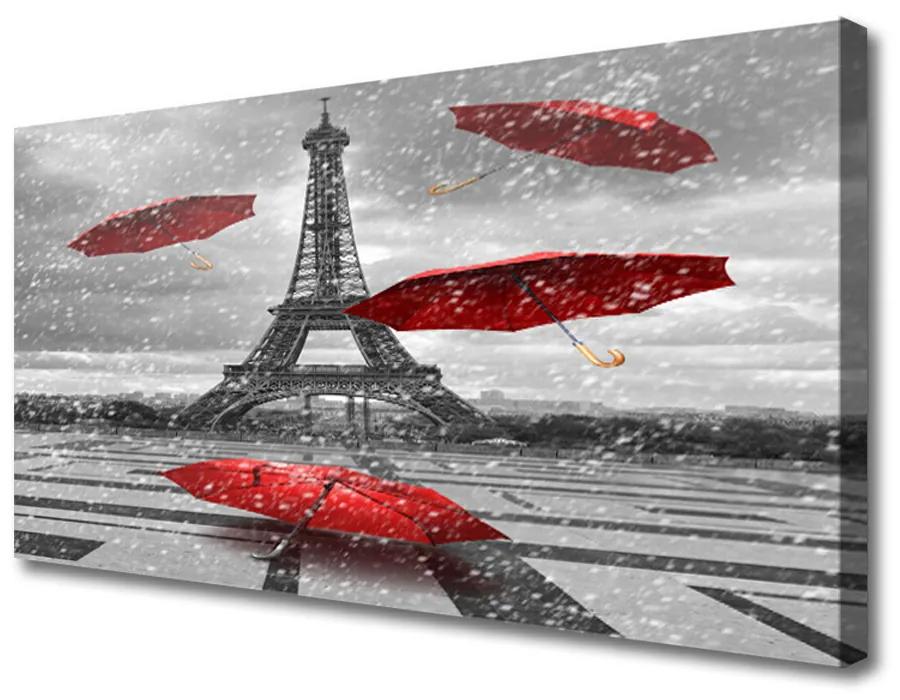 Obraz na plátně Eiffelova Věž Paříž Deštník 125x50 cm