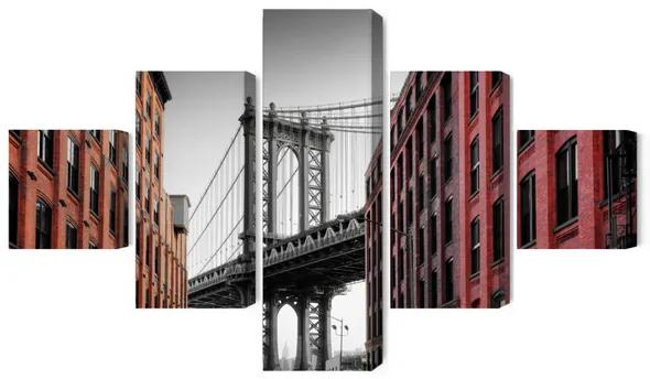 Vícedílný obraz Pohled Na Manhattan Bridge Z Washington Street Nedostatek Nedostatek Plátno Canvas 250x150