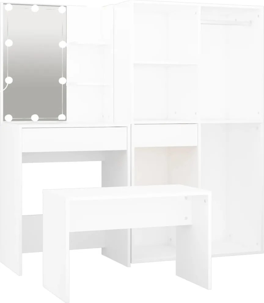 vidaXL Toaletní stolek sada s LED kompozitní dřevo [3114099] Barva: šedá sonoma
