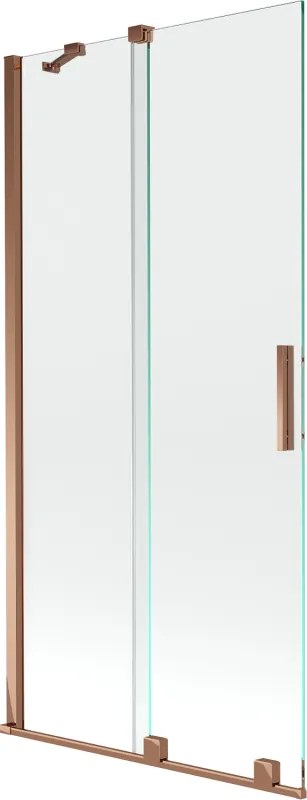 Mexen Velar, 2-křídlová posuvná vanová zástěna 90 x 150 cm, 8mm čiré sklo, růžové zlato, 896-090-000-01-60