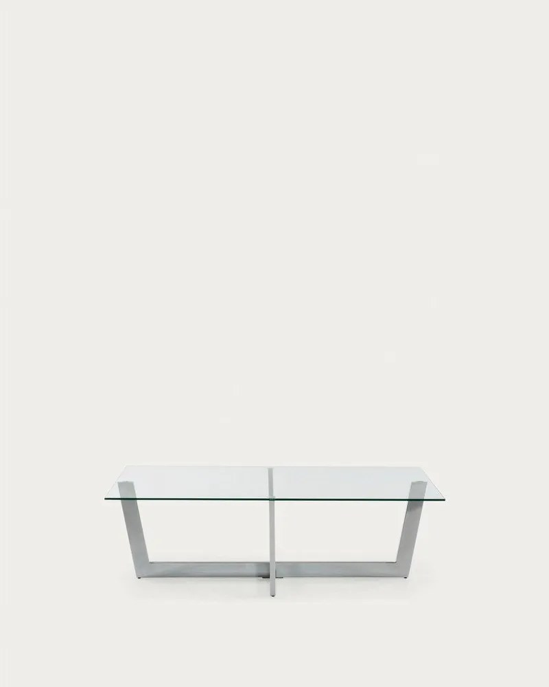 Konferenční stolek se skleněnou deskou ve stříbrné barvě 70x120 cm Plam – Kave Home