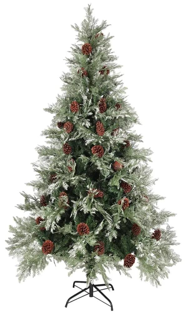 Vánoční stromek se šiškami zelenobílý 195 cm PVC a PE