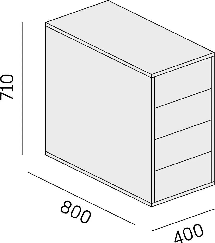 Kancelářský přístavný kontejner BLOCK, 400 x 800 x 710 mm, 4 zásuvky, bílá