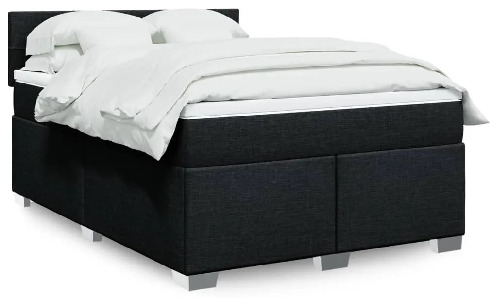 Box spring postel s matrací černá 140x200 cm textil 3285913