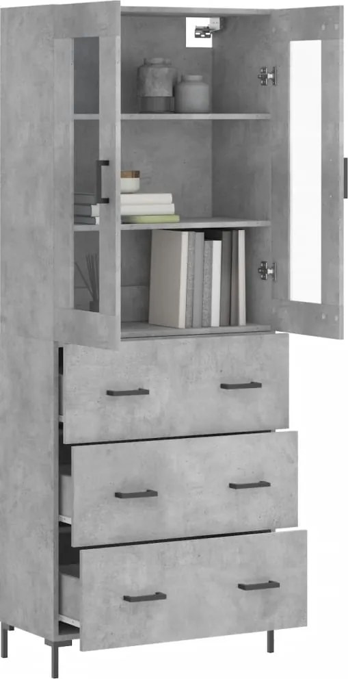 Skříň highboard betonově šedá 69,5x34x180 cm kompozitní dřevo 3198405