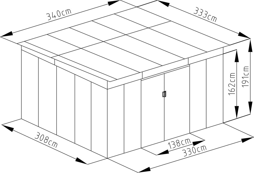 Zahradní domek G21 GRAH 1132 - 340 x 333 cm, metalický šedý