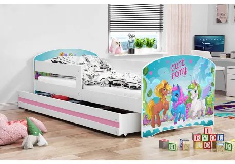 Dětská postel s úložným prostorem s motivem PONNY (PONÍCI)
