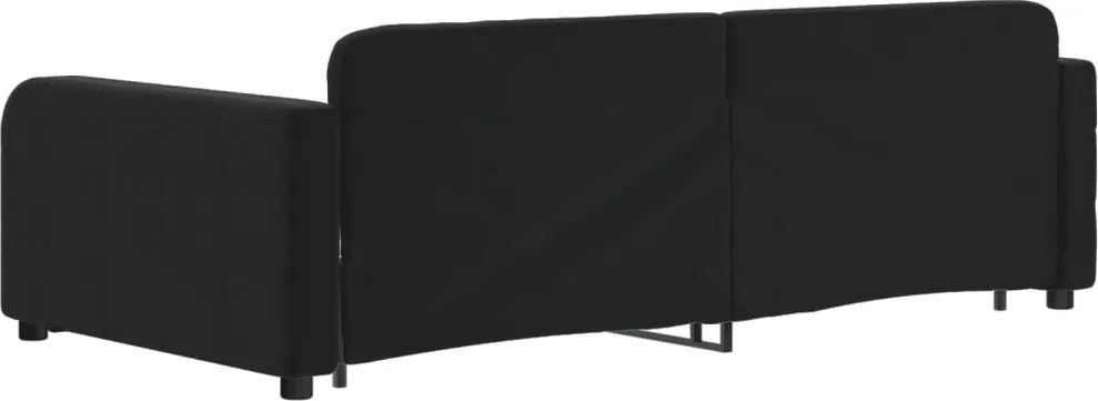 Válenda s přistýlkou a zásuvkami černá 100 x 200 cm samet 3196988