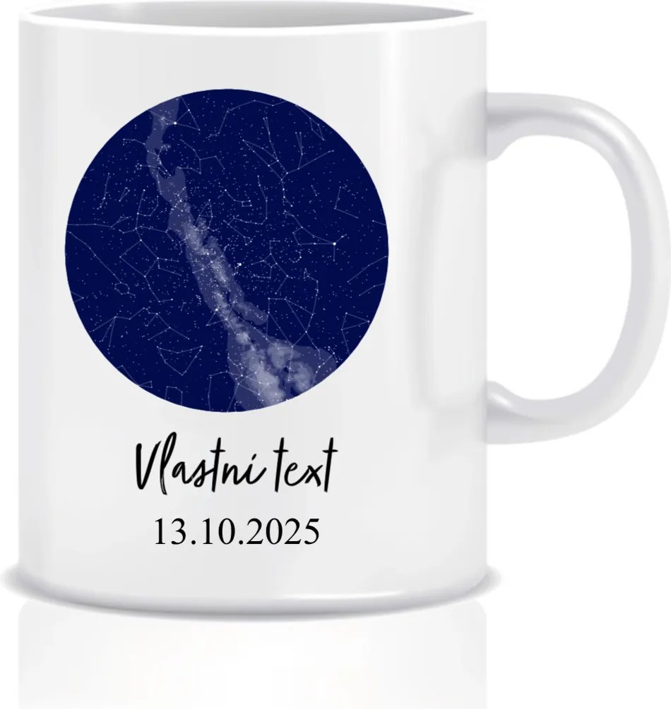 Personalizovaný klasický bílý keramický hrníček 300 ml s hvězdnou mapou