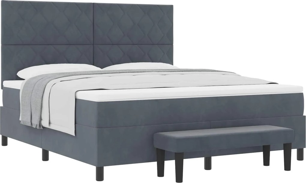 Postel s boxspringem s čelo Tmavě šedá 200 x 180 cm samet 3344595
