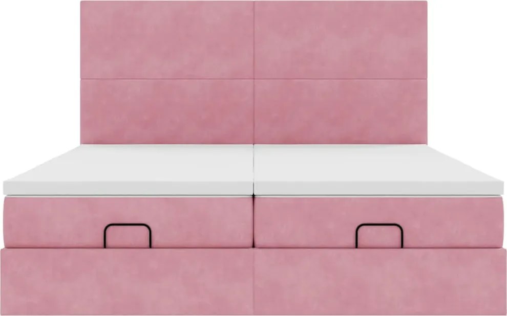 Osmanský rám postele s matrací růžová 200x200cm samet 3313765