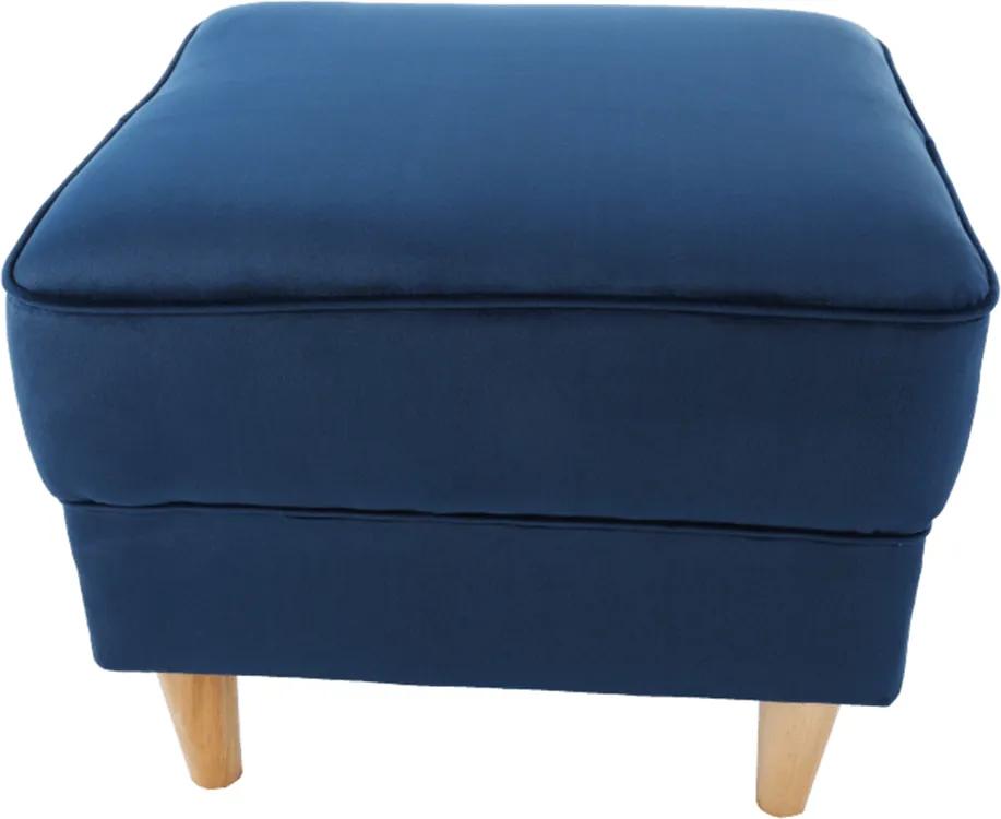 Relaxační křeslo ušák s taburetem ASTRID —  dřevo/látka, více barev Modrá