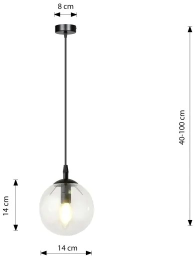 Lustr na lanku COSMO 1xE14/10W/230V pr. 14 cm černá/čirá
