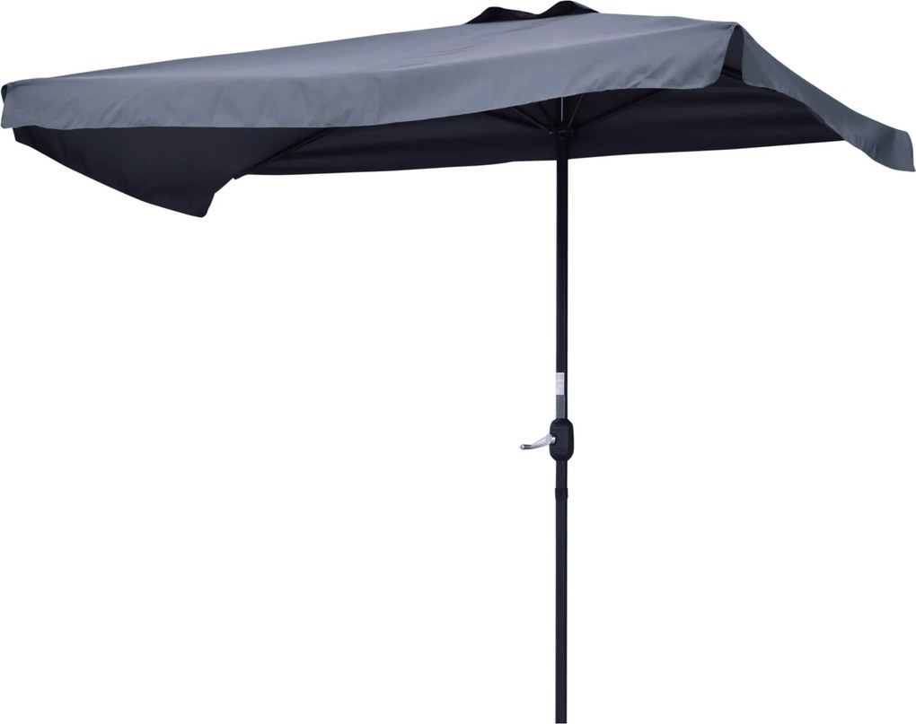 Outsunny Obdélníkový Slunečník 230x130x249 cm Sklopný Slunečník s UV Ochrannou pro Balkon, Terasu, Zahradu Tmavě Šedý | Aosom