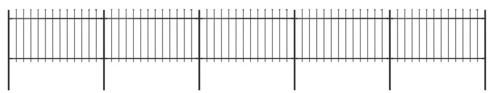 vidaXL Marketos Zahradní plot s kopím nahoře ocelový 892,5 x 100 cm černý