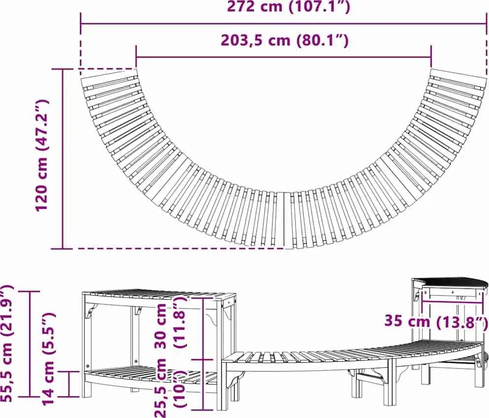 vidaXL Obložení vířivky půlkruhové Hnědá 272 x 120 x 55,5 cm [4108127]