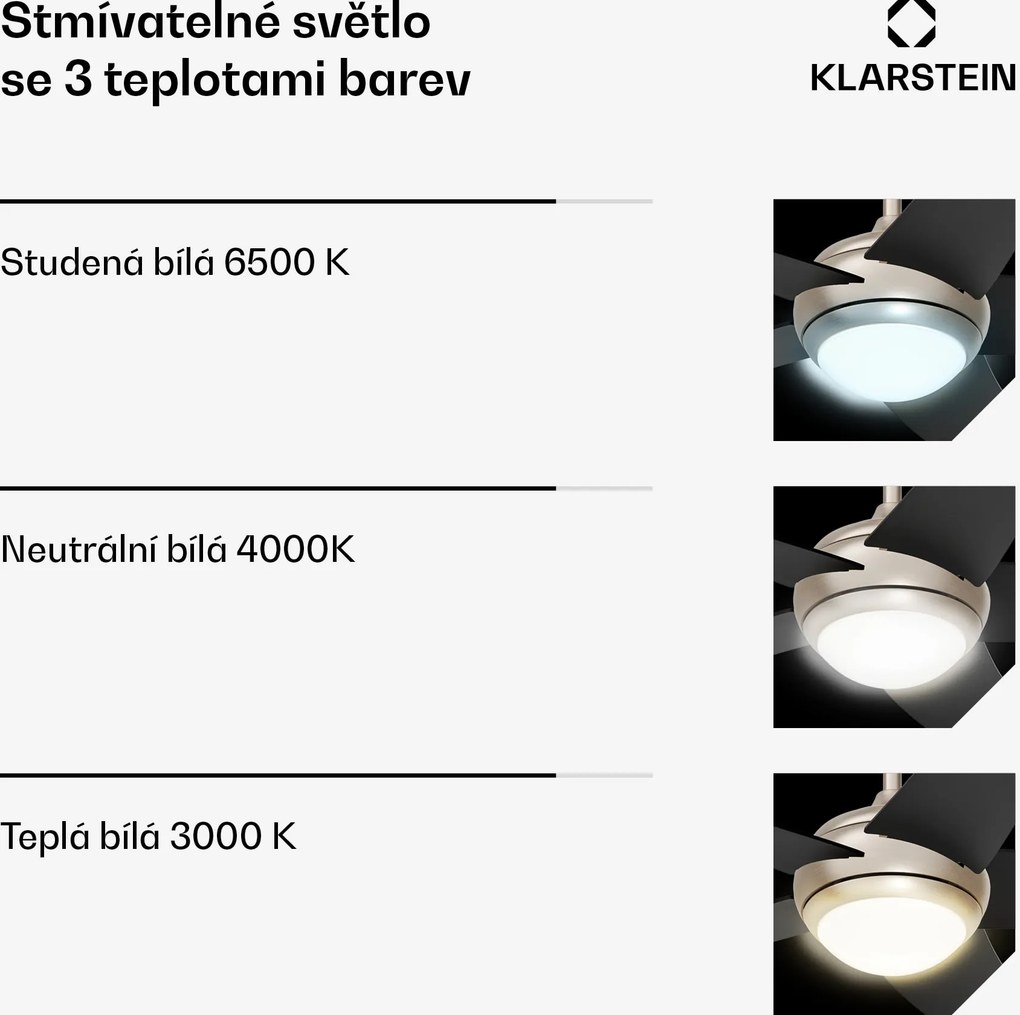 Klarstein Bolero stropní ventilátor se světlem | 132 cm | 35 W | Tichý provoz | Dřevo