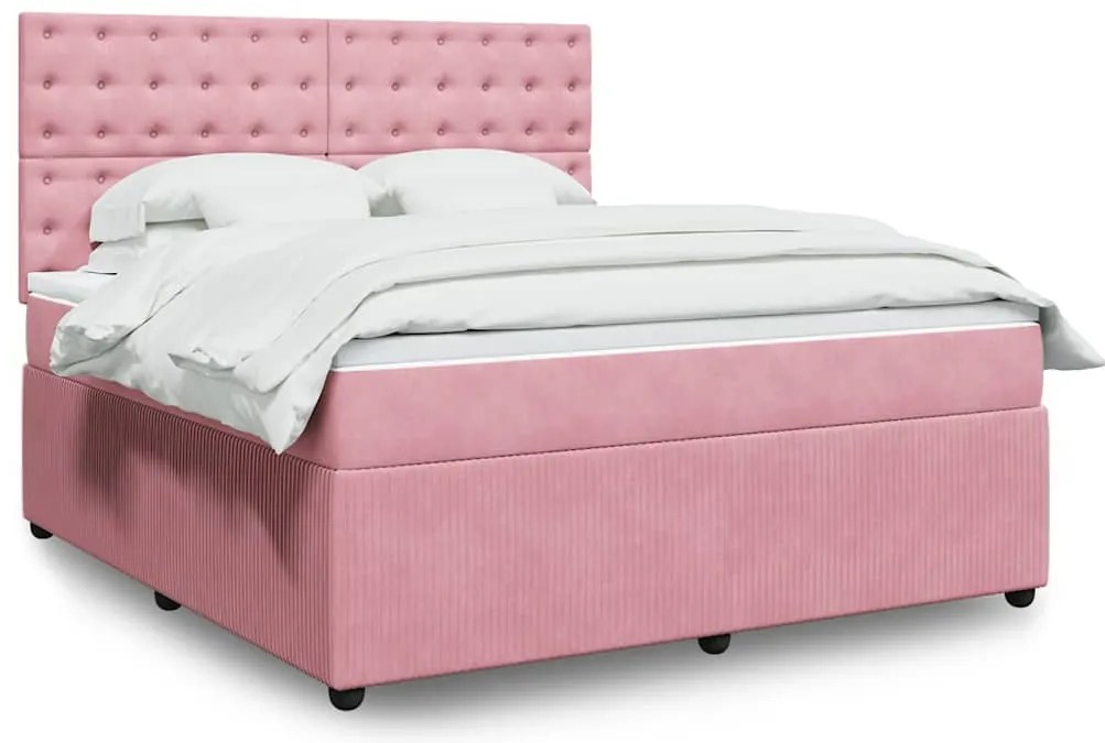 Box spring postel s matrací růžová 180x200 cm samet 3292423