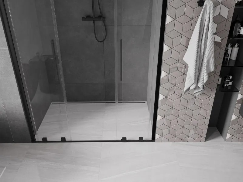 Mexen Velar Duo, posuvné dveře do otvoru 150x200 cm, 8mm čiré sklo, černá matná, 871-150-000-02-70