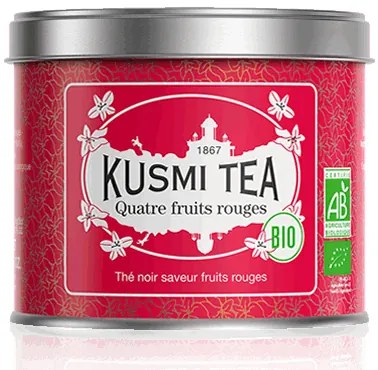 Kusmi Tea Sypaný černý čaj Four Red Fruits Bio, kovová dóza 100 g 21715A1070