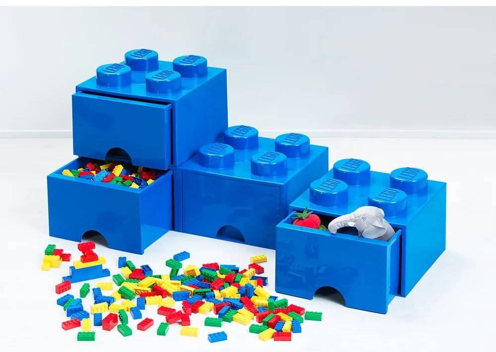 Modrý stolní box se zásuvkou LEGO®, 31 x 16 cm