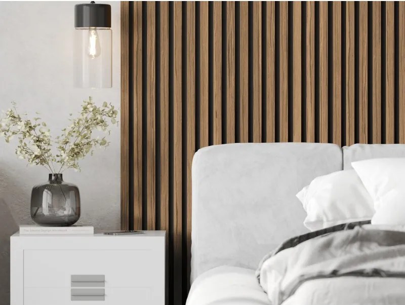 Mexen Lam-B, akustické stěnové lamely 275 × 30 cm, HDF deska 4 mm, technická dýha, ořech světlý, S100-275307-3015-017