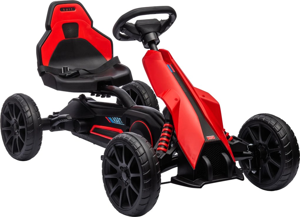 HOMCOM motokára dětské šlapací auto s nastavitelným sedadlem a ruční brzdou pro děti ve věku 3-8 let, čtyřkolka pro venkovní zábavu | Aosom.de