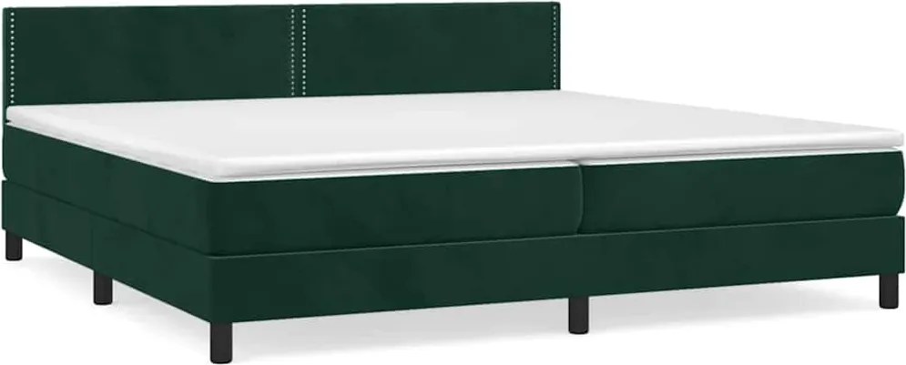 Box spring postel s matrací tmavě zelená 200x200 cm samet 3141266