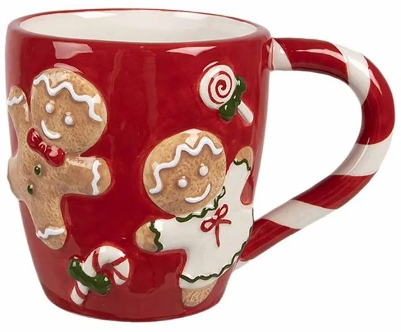 Červený hrnek s perníčky Gingerbread - 14*9*10 cm / 325 ml